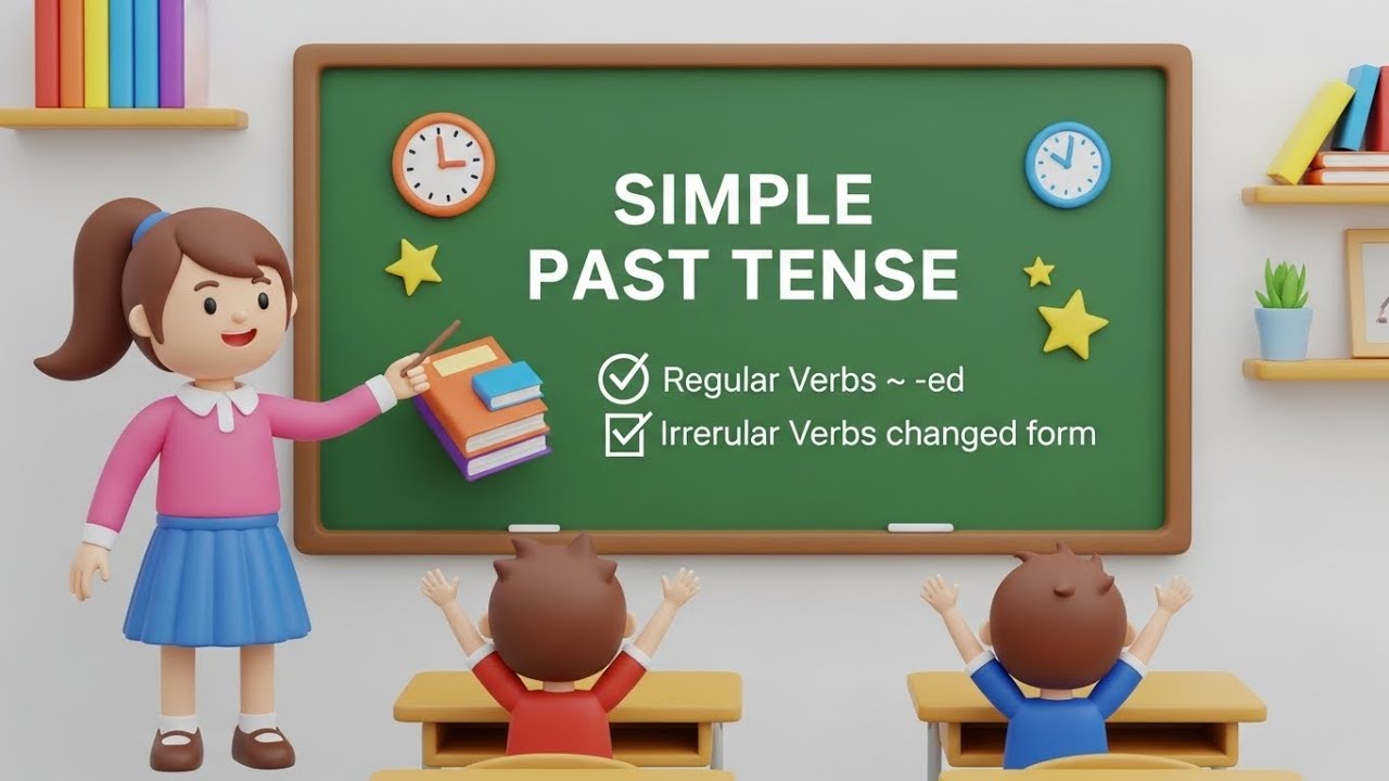 Simple Past Tense for Kids | Easy English Grammar Cartoon Lesson ...