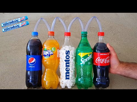 Experiment: Coca Cola, Sprite, Fanta, Pepsi VS Mentos! Super Effect !!