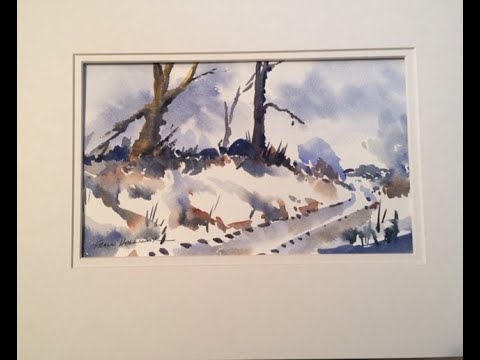 Watercolour winter landscape in the style of Edward Wesson. step-by ...