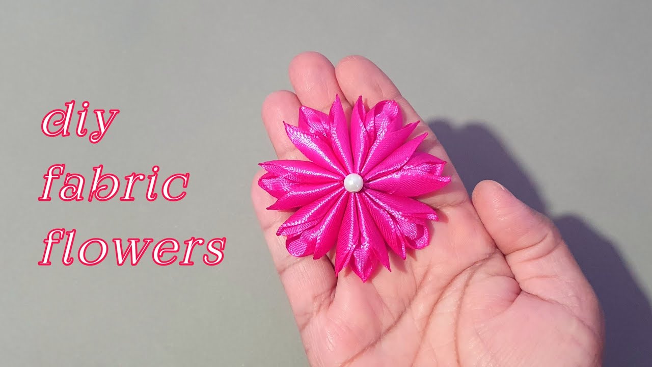 How to make an easy ribbon flower / Whole fabric flower making ...