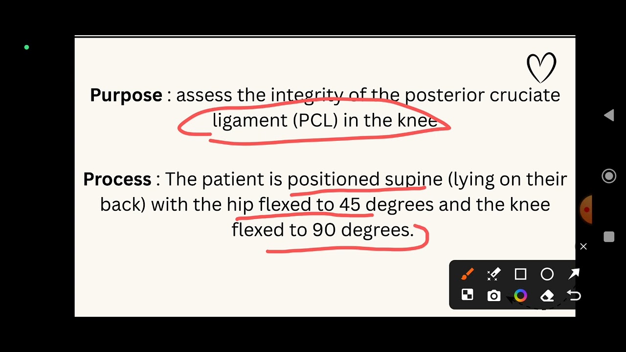 Special test for knee Posterior Cruciate ligament (PCL) injury - YouTube