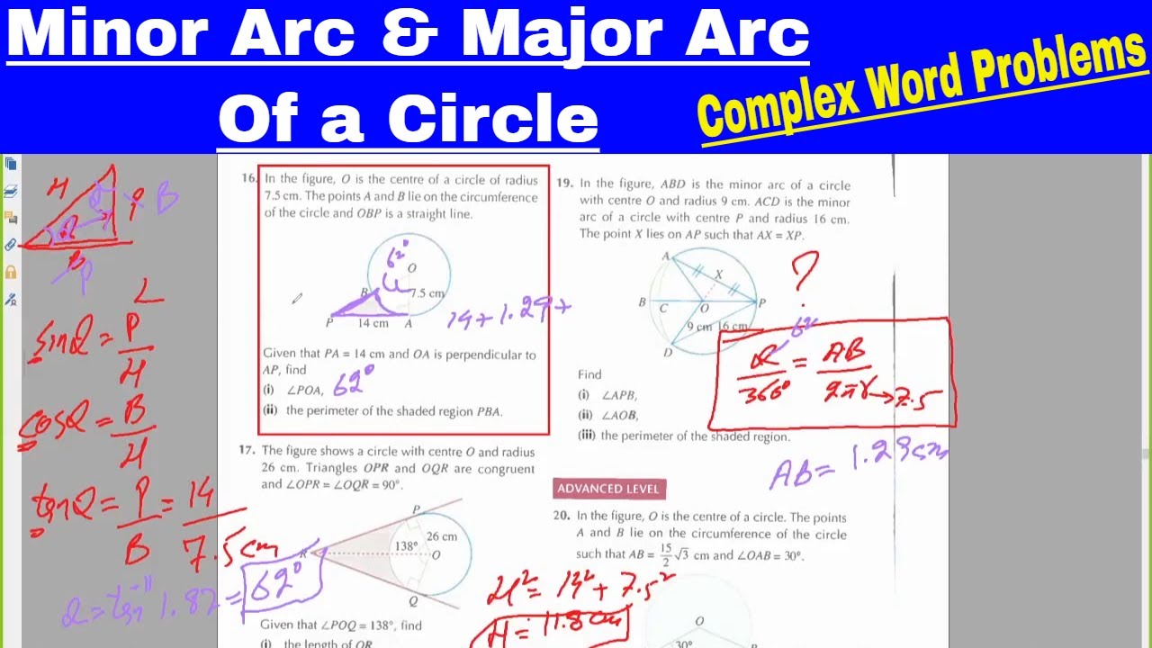 Minor Arc & Major Arc Of a Circle Area & Perimeter || complex Word ...