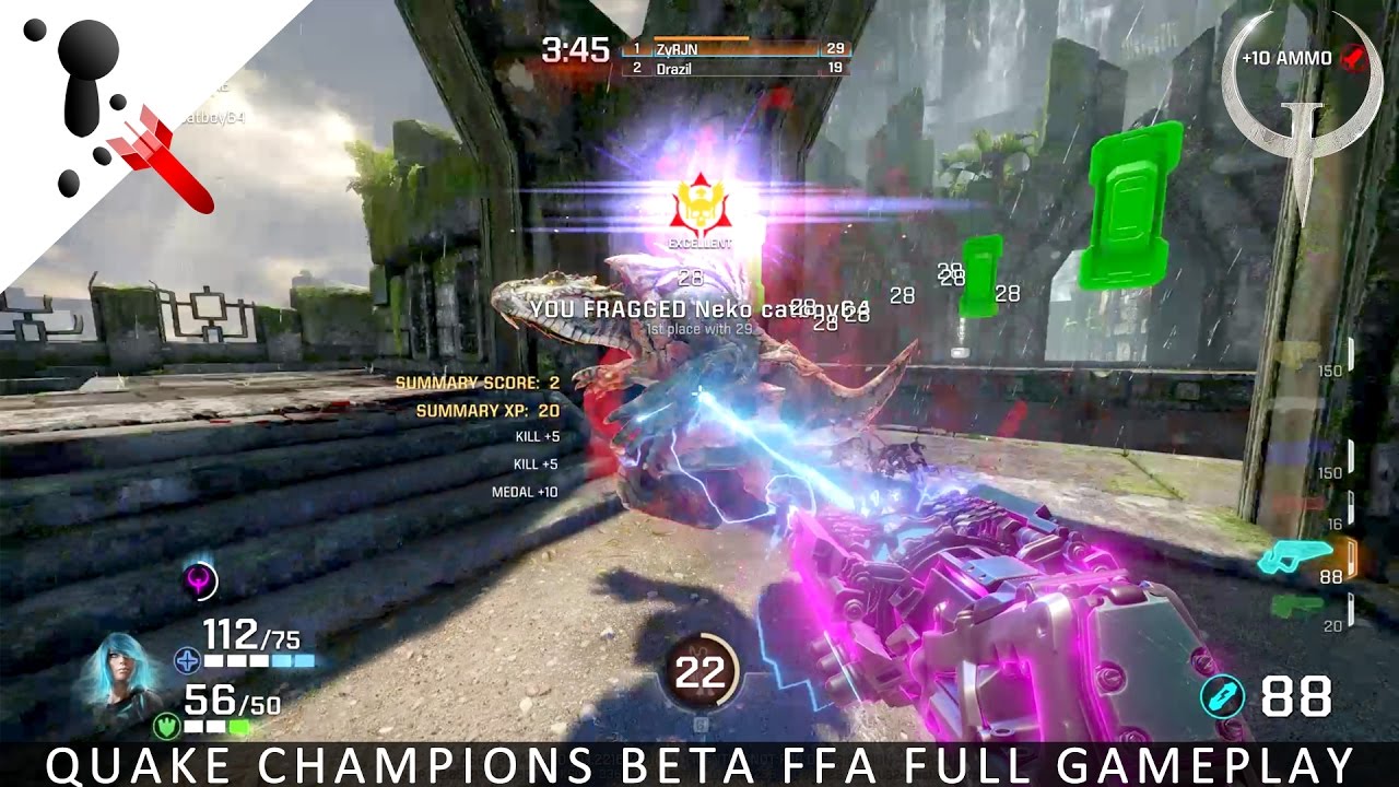 Gameplay - Quake Champions BETA Quad Runs FFA (Full) - YouTube