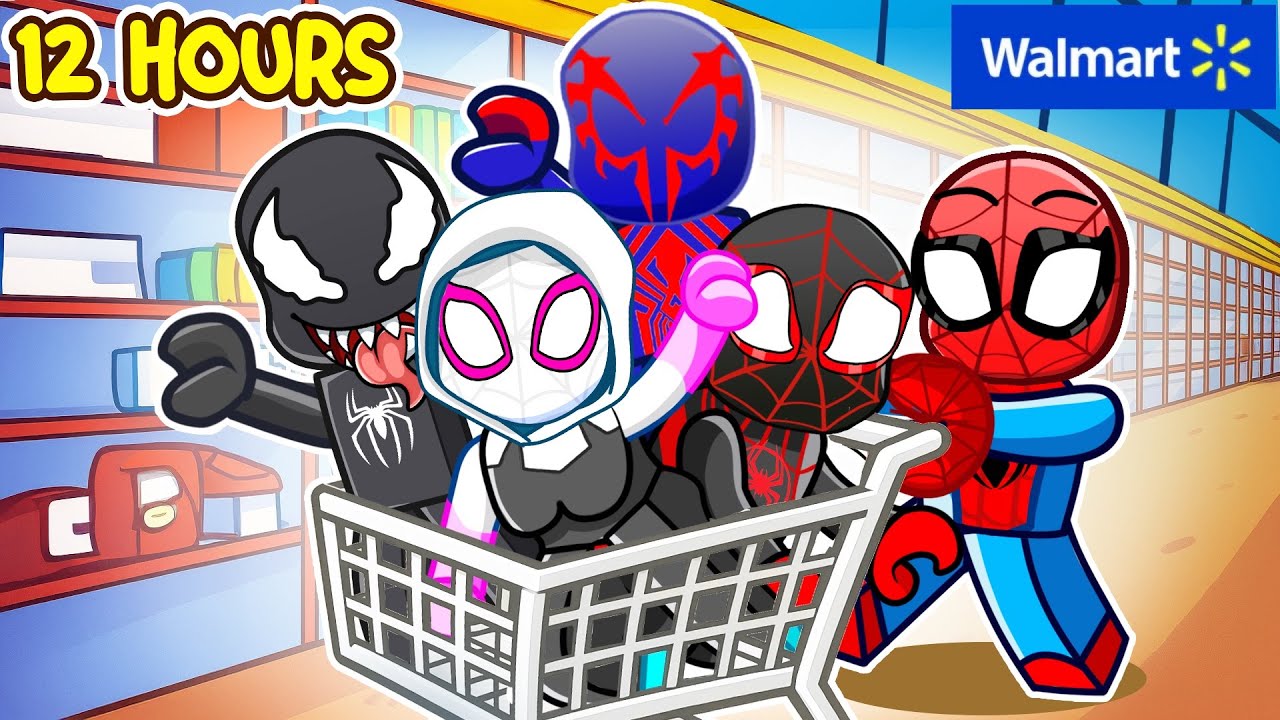24 Hour OVERNIGHT at WALMART in Roblox With MY SPIDEY FRIENDS! - YouTube