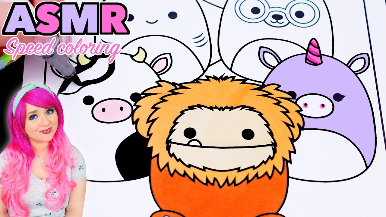 ASMR Speed Coloring Squishmallows Animals (ASMR Coloring Sounds & No ...