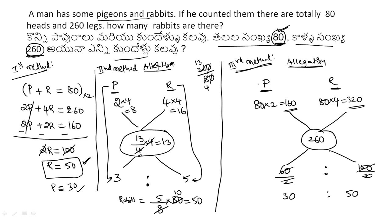 Heads and Legs problem || Arithmetical Reasoning problems - YouTube