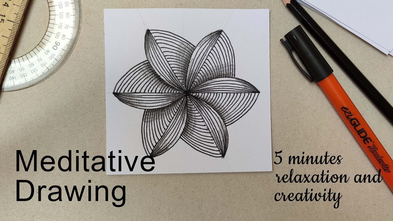 MEDITATIVE DRAWING. ARTTHERAPY. PROCESS OF DRAWING ZENTANGLE MANDALA ...