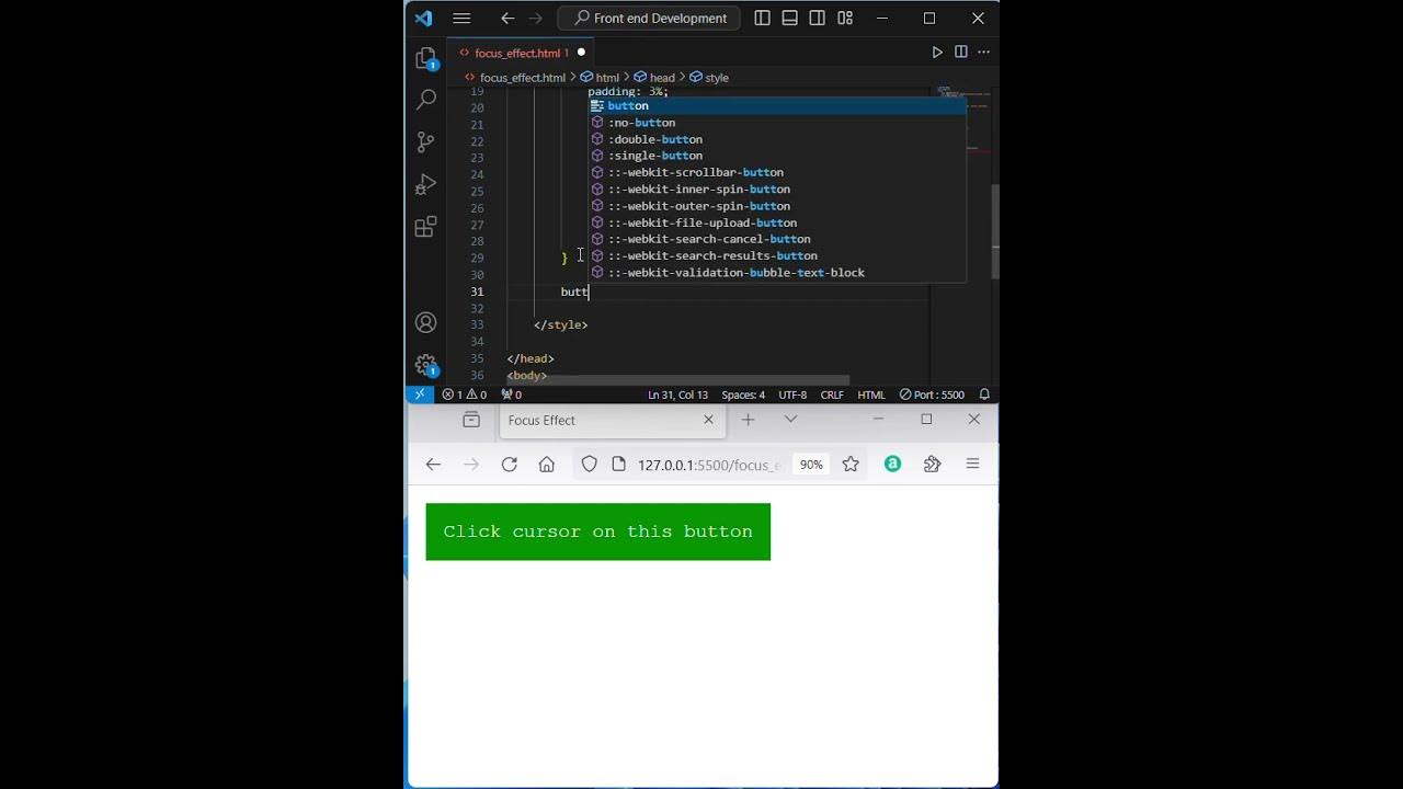 Focus selector in css | Focus Effect using html and css #viral #shortsvideo #shorts #html5 #css3 ...