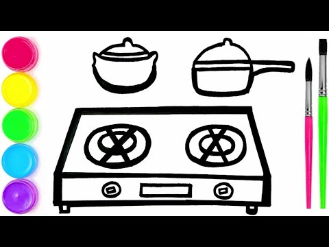 How to draw a Gas Stove|Easy drawing for kids|Step by step drawing ...