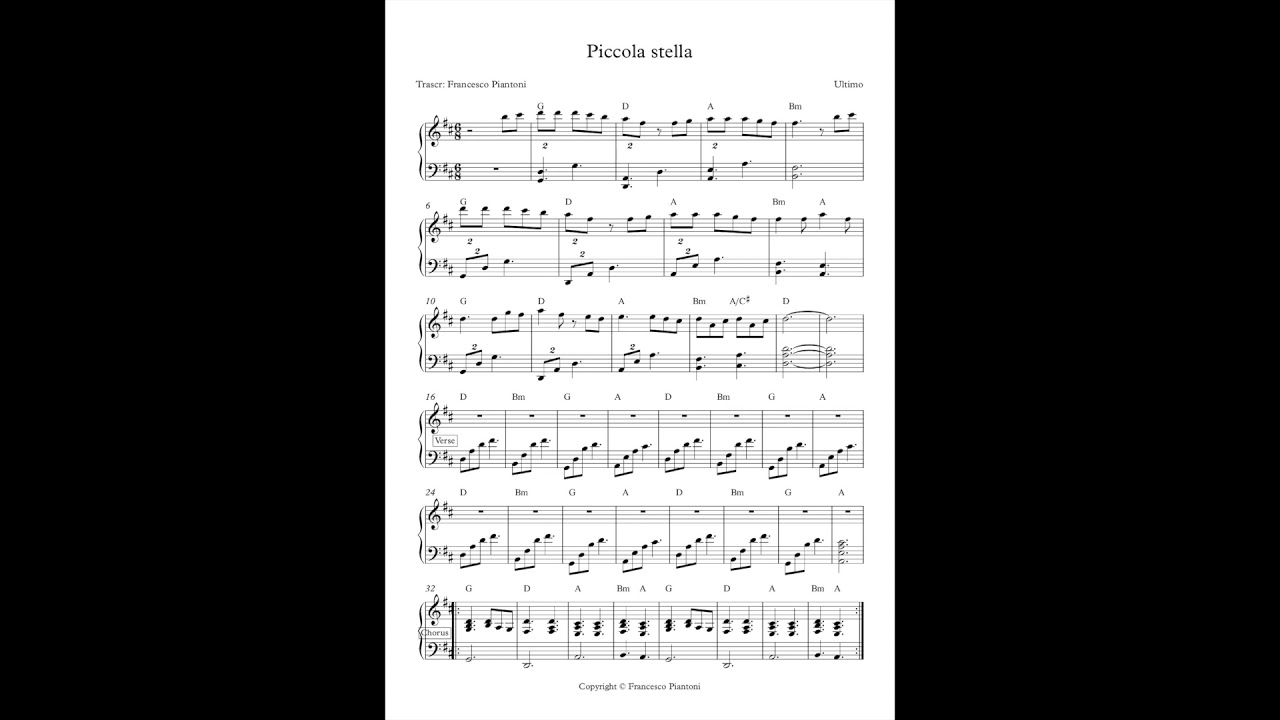 Piccola Stella - Ultimo base e spartito pianoforte - YouTube