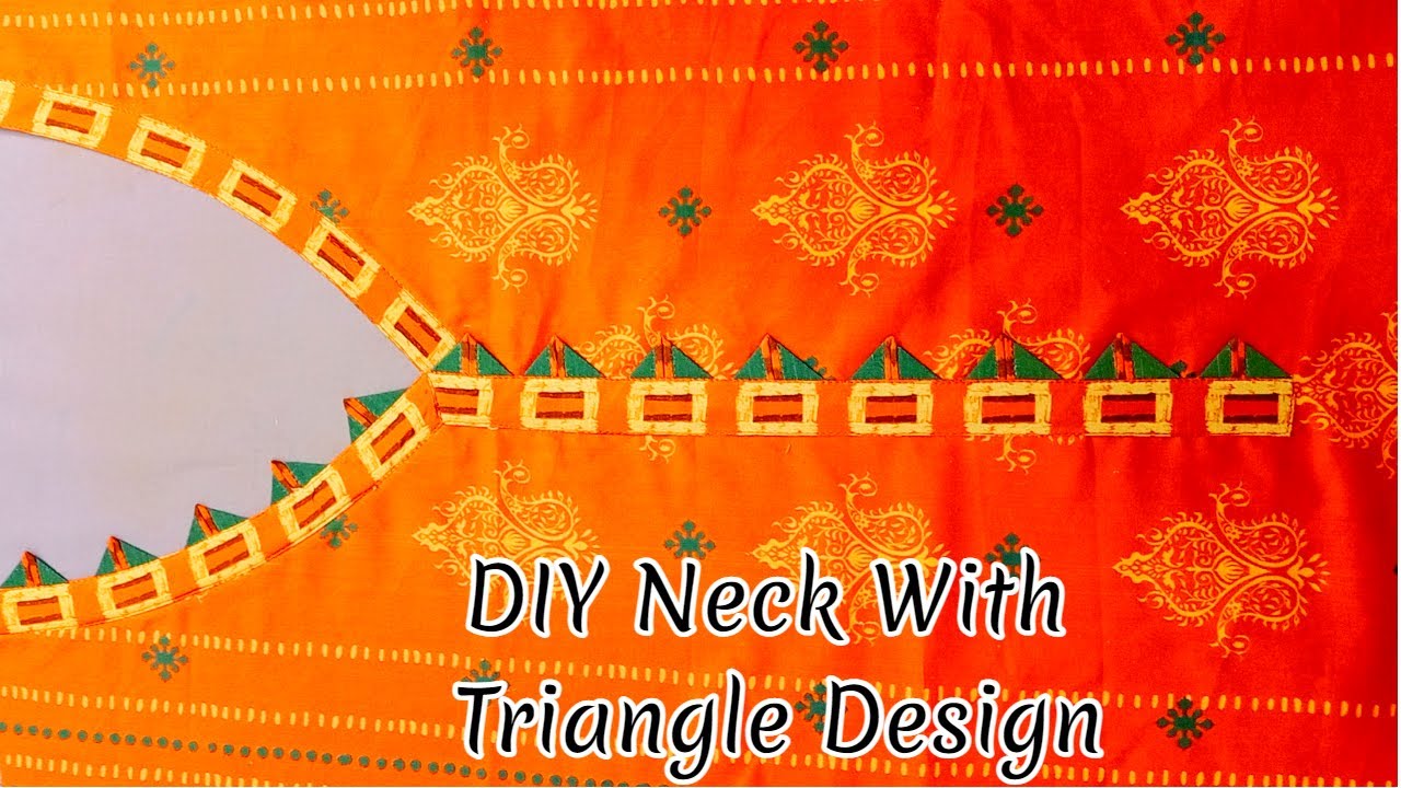 Beautiful Neck Design With Fabric Triangle|V Shape Neck Design Using ...