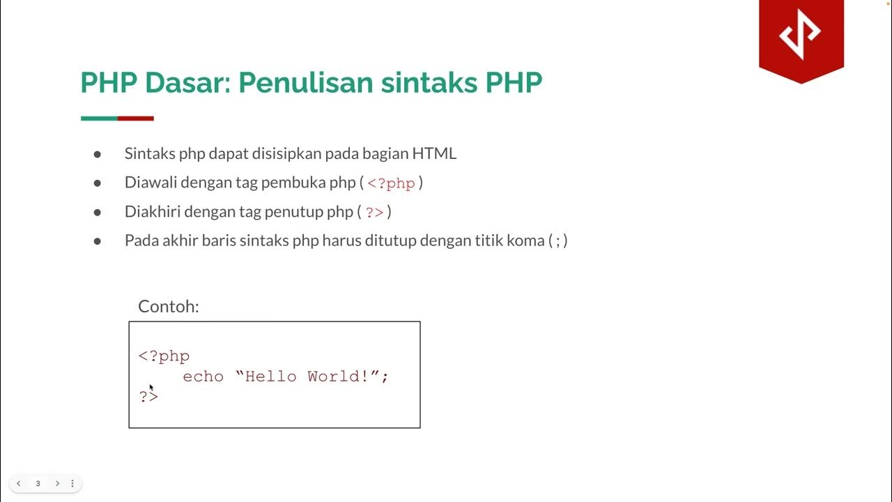 PHP Dasar: Variabel, Tipe data, Function | Pertemuan 2 - Web Developer, Jarvis Academy - YouTube