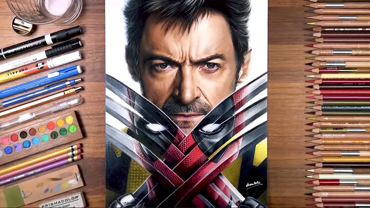 Colored pencils drawing of 'Wolverine (Hugh Jackman) & Deadpool (Ryan ...