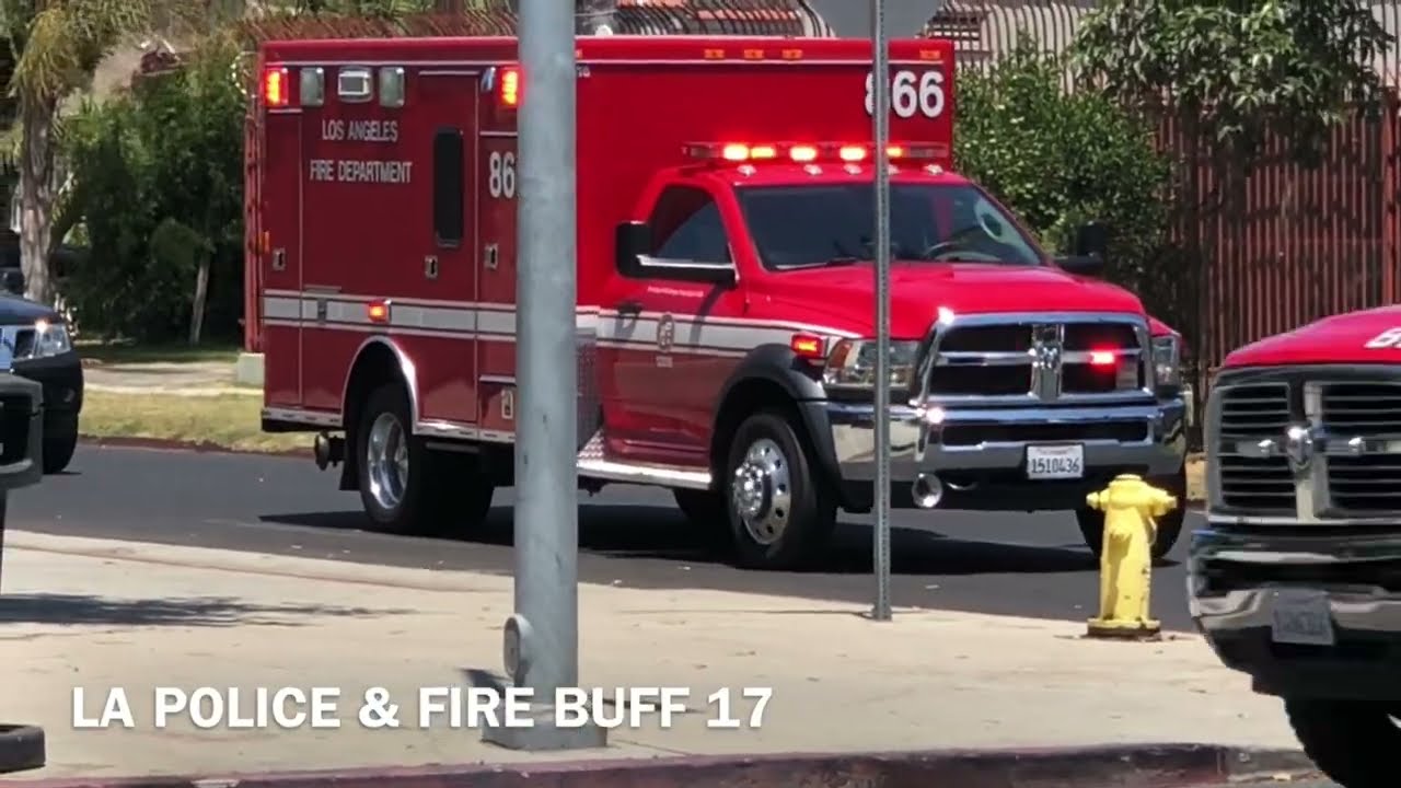 LAFD RESCUE 866 responding - YouTube