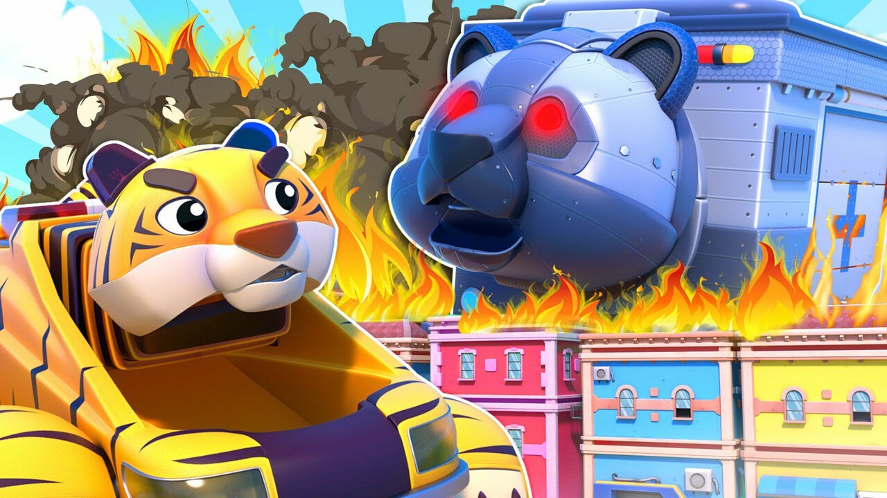 Oh no! EVIL GIANT PANDA AMBULANCE creates chaos en Animatown! Cars ...