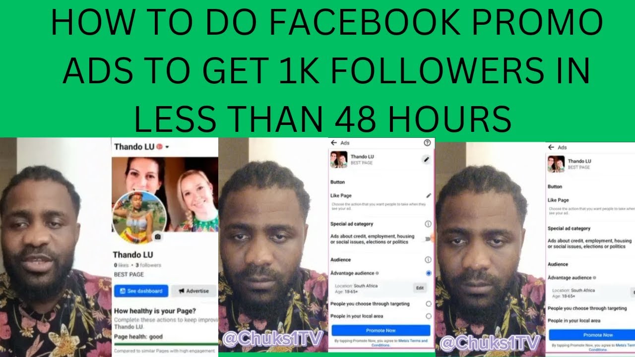 HOW TO DO ADS ON FACEBOOK PROMO TO GET 1K FOLLOWERS IN LESS THAN 48 ...