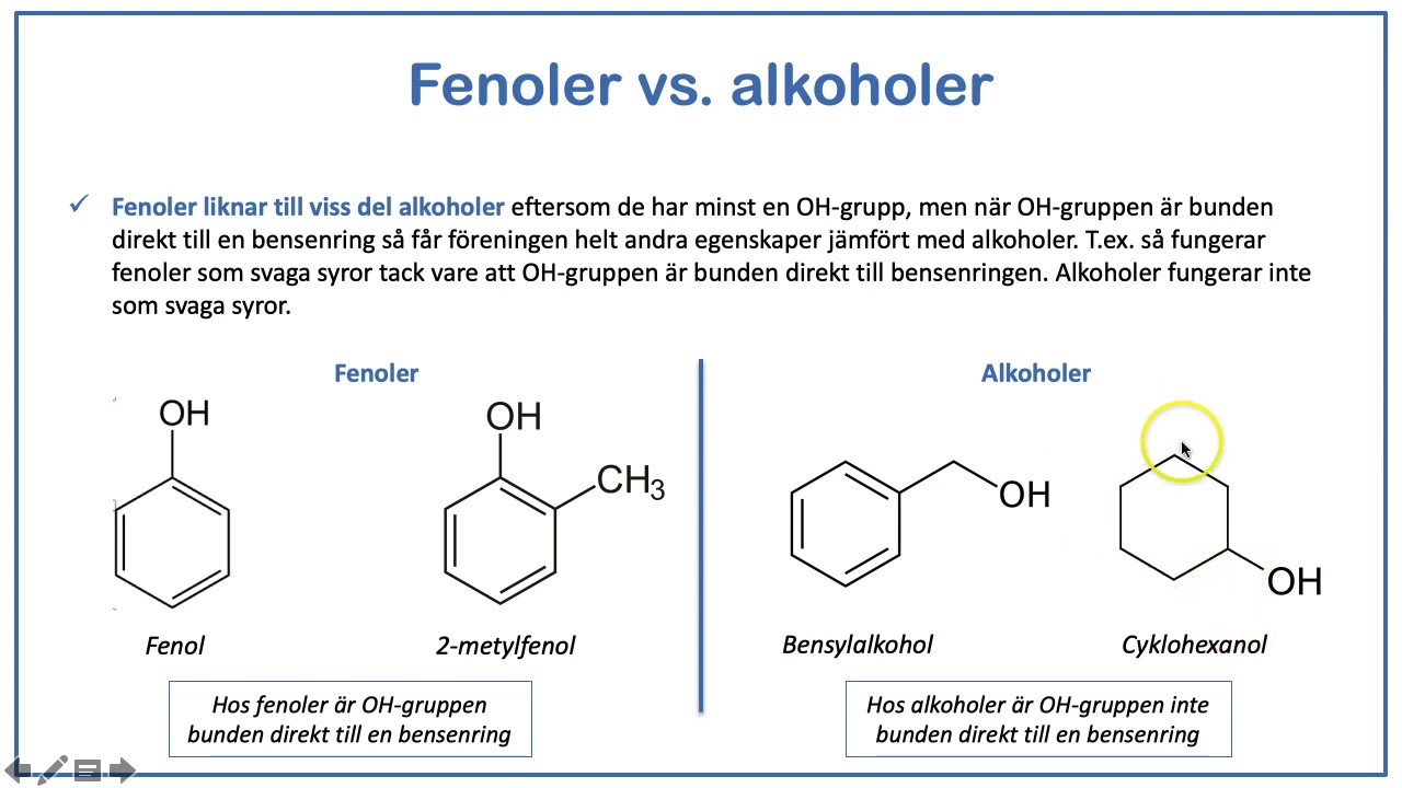 Fråga kemiläraren - Vad är skillnaden mellan fenoler och alkoholer ...