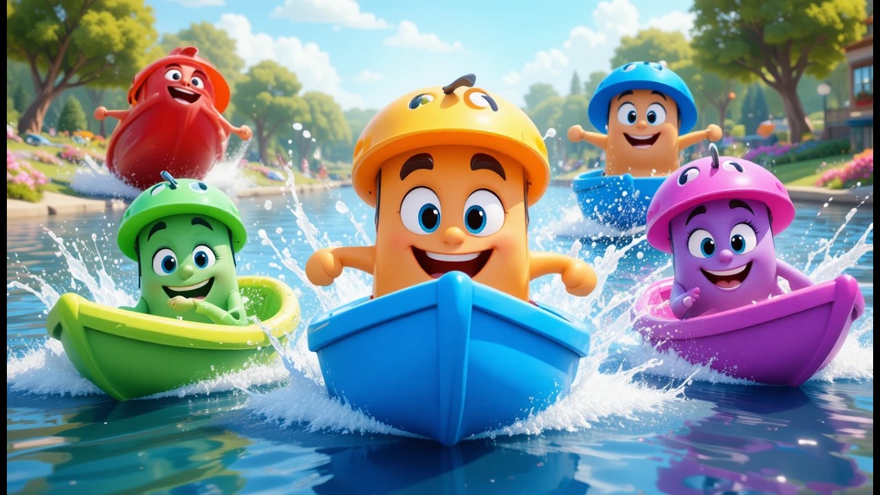 Five Little Boats Row Row Row | Water Safety & Rowing Song for Kids ...