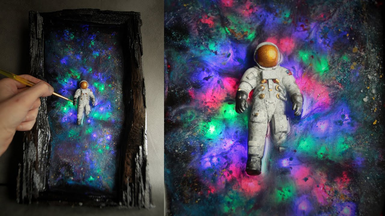 How to make illuminated Astronaut Diorama 👩‍🚀 Epoxy resin & 1000 Years ...