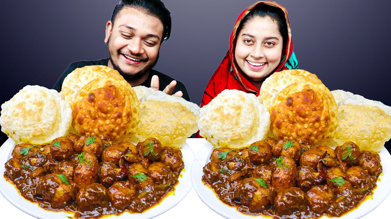 SPICY ALUR DOM AND LUCHI EATING CHALLENGE | alur dom and luchi eating ...