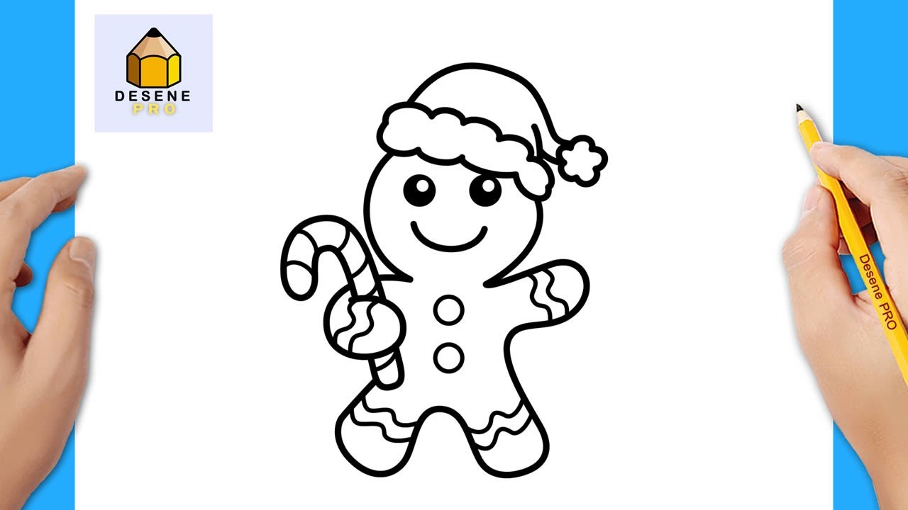 Cum se desenează un om de turtă dulce de Crăciun / Desene de Crăciun ...