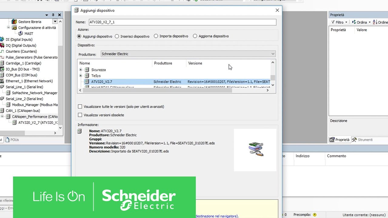 Come importare un file EDS CANopen in Ecostruxure Machine Expert ...