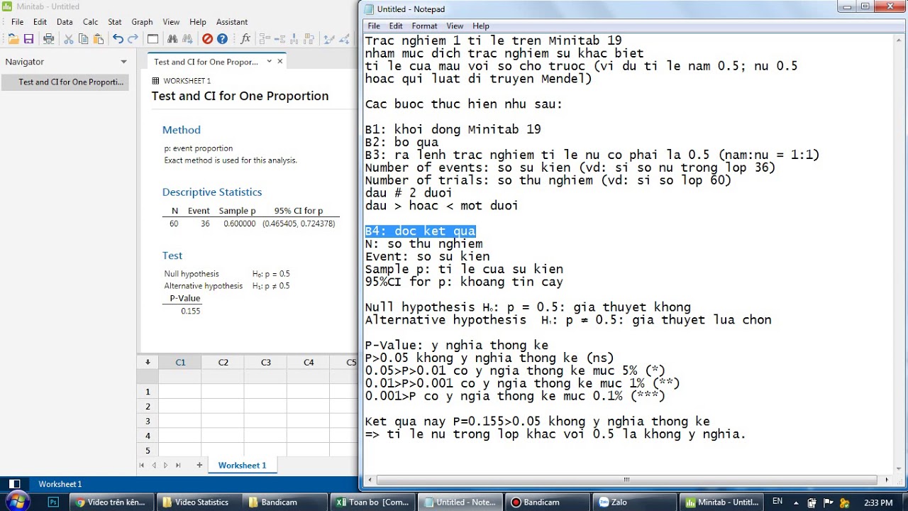 1 Proportion test in Minitab 19 - YouTube