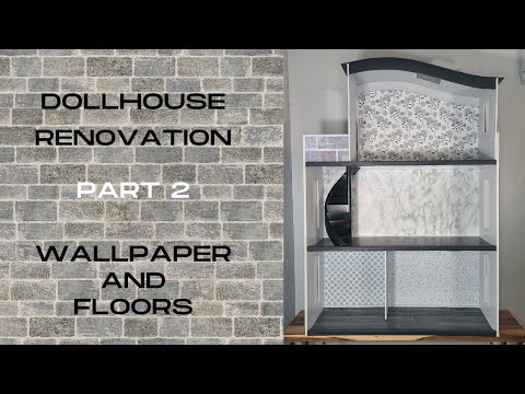 How to Renovate a Doll House - Part 2 - Wallpaper and Floors #diybarbie #thriftstorefinds
