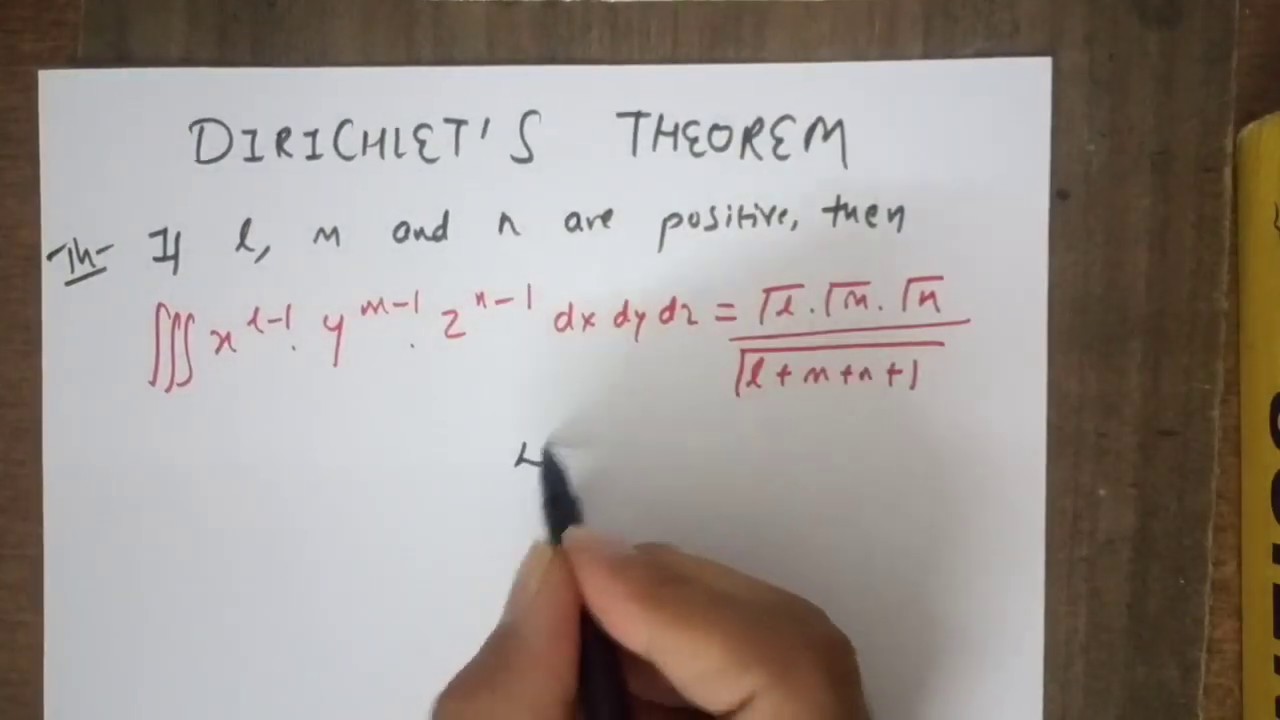 Dirichlet S Theorem For Three Variables Proof Integral Calculus Youtube
