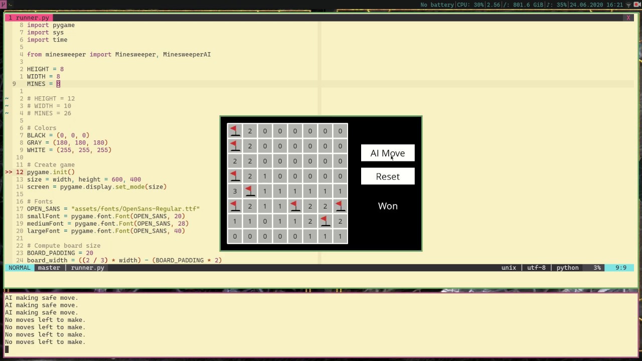 CS50ai - Project 1.2 Minesweeper - YouTube