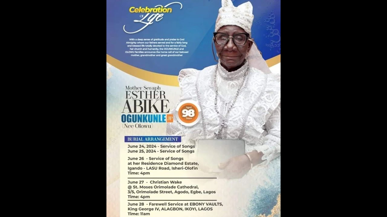 Wake Keep Service for Mother Seraph Esther Abike Ogunkunle JP - YouTube