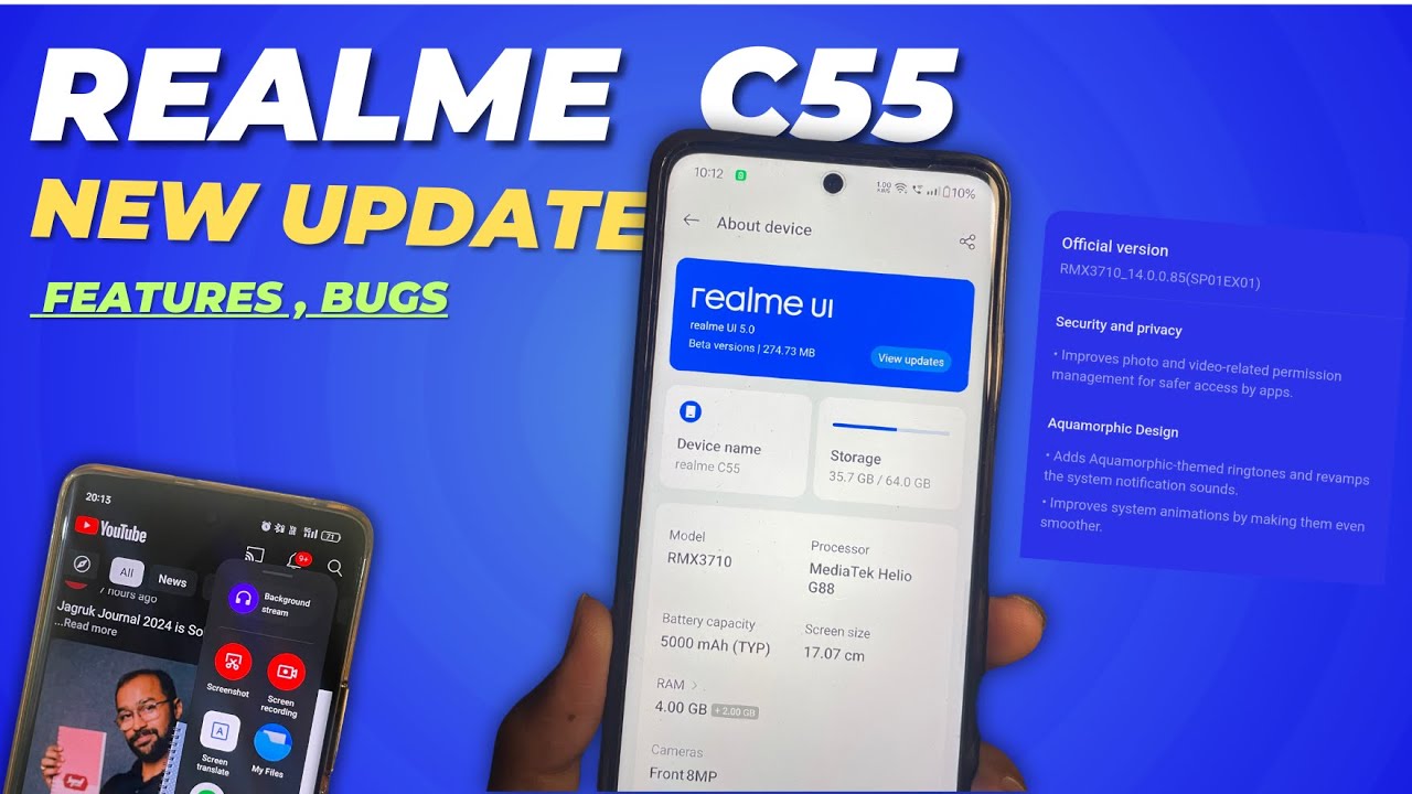 Realme C55 Realme UI 5.0 Android 14 Update | Realme C55 New update ...
