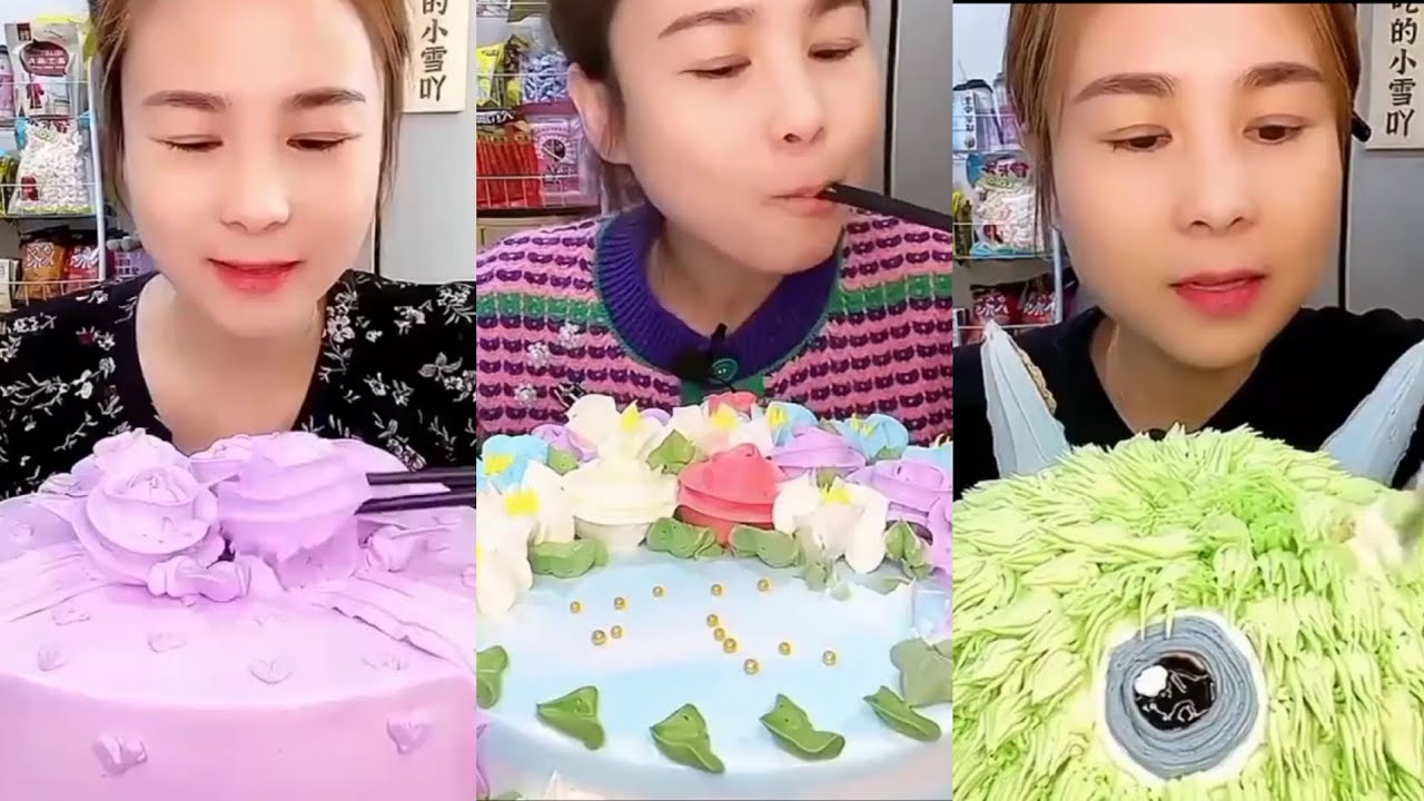 Mukbanger eating "PASTRY CAKE"🍰 using chopsticks compilation | ASMR ...