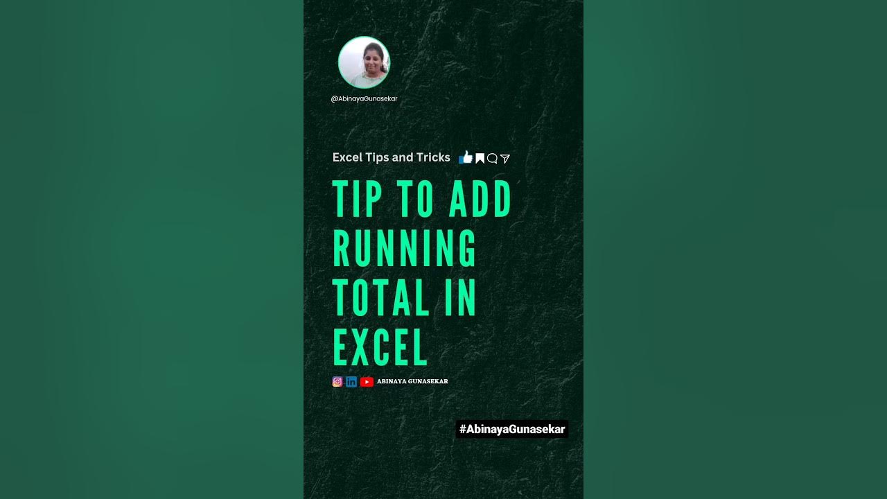 Tip to ADD Running Totals instantly in EXCEL #excel #shorts - YouTube