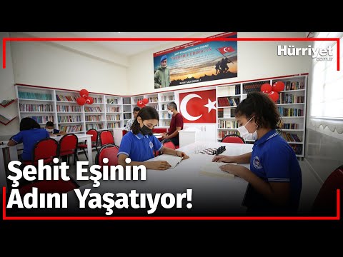 Şehit Eşinin Adını Ortaokulda Oluşturduğu Kütüphanede Yaşatıyor