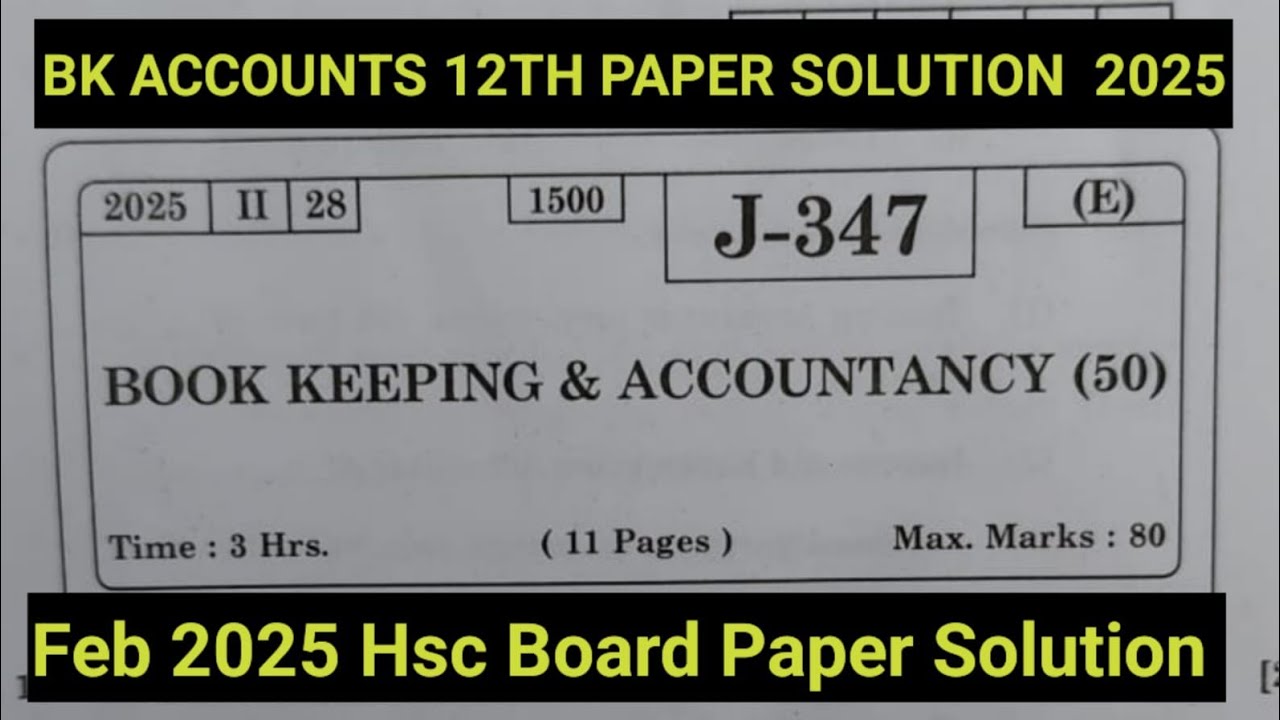 PARTNERSHIP FINAL ACCOUNTS |2025 BK ACCOUNTS Paper Solution| BK ...
