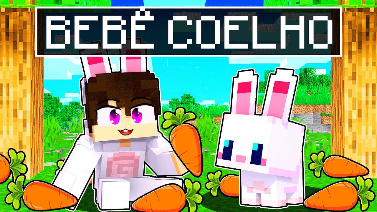 NASCI como um BEBÊ COELHO no Minecraft - YouTube