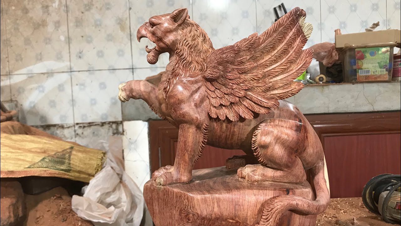 Wooden carvings of mythical creatures "Gryphon" | TUAN WOOD CARVINGS ...