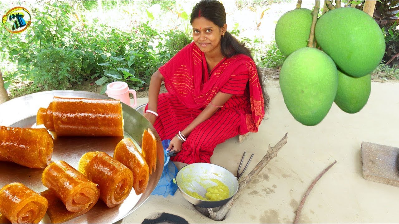 সহজেই বানানো কাঁচা আমের চটপটা আমসত্ব || Easily made raw mango papad ...