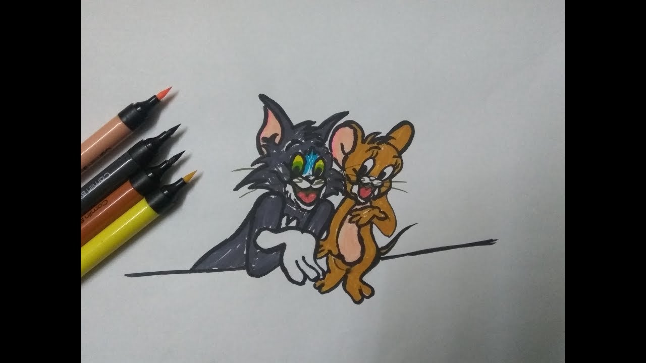 Tom & Jerry using Brush Pen || Coloring for kids - YouTube
