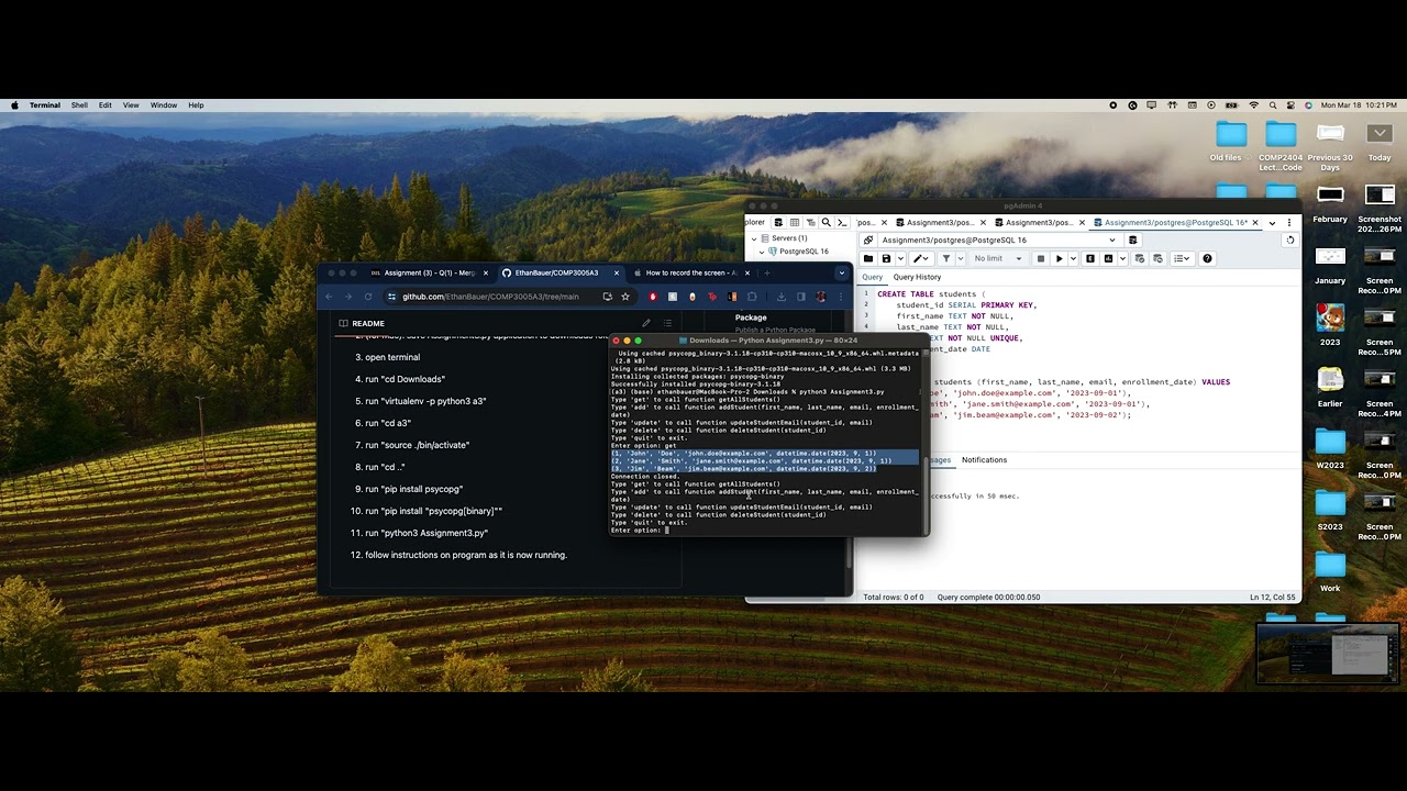 Ethan Bauer COMP3005 Assignment3 - YouTube