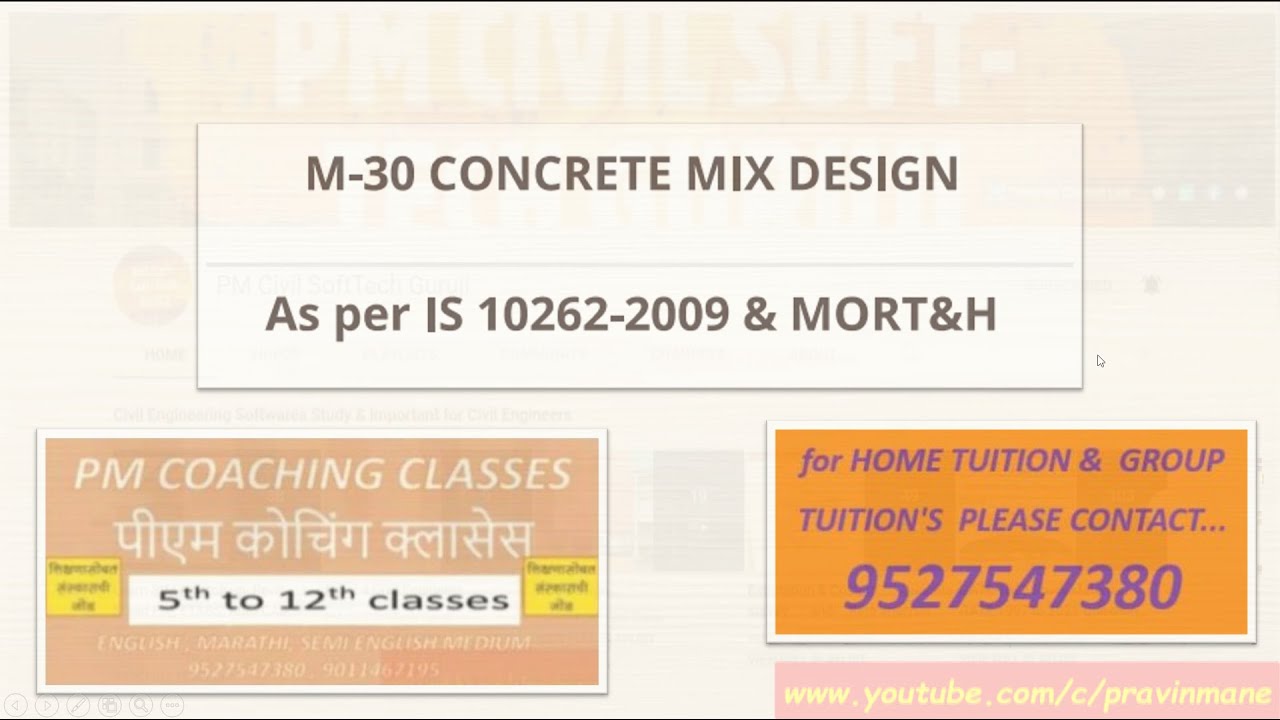 M 30 Grade Concrete Mix Design // IS 10262 & MORTH Specification // IS ...