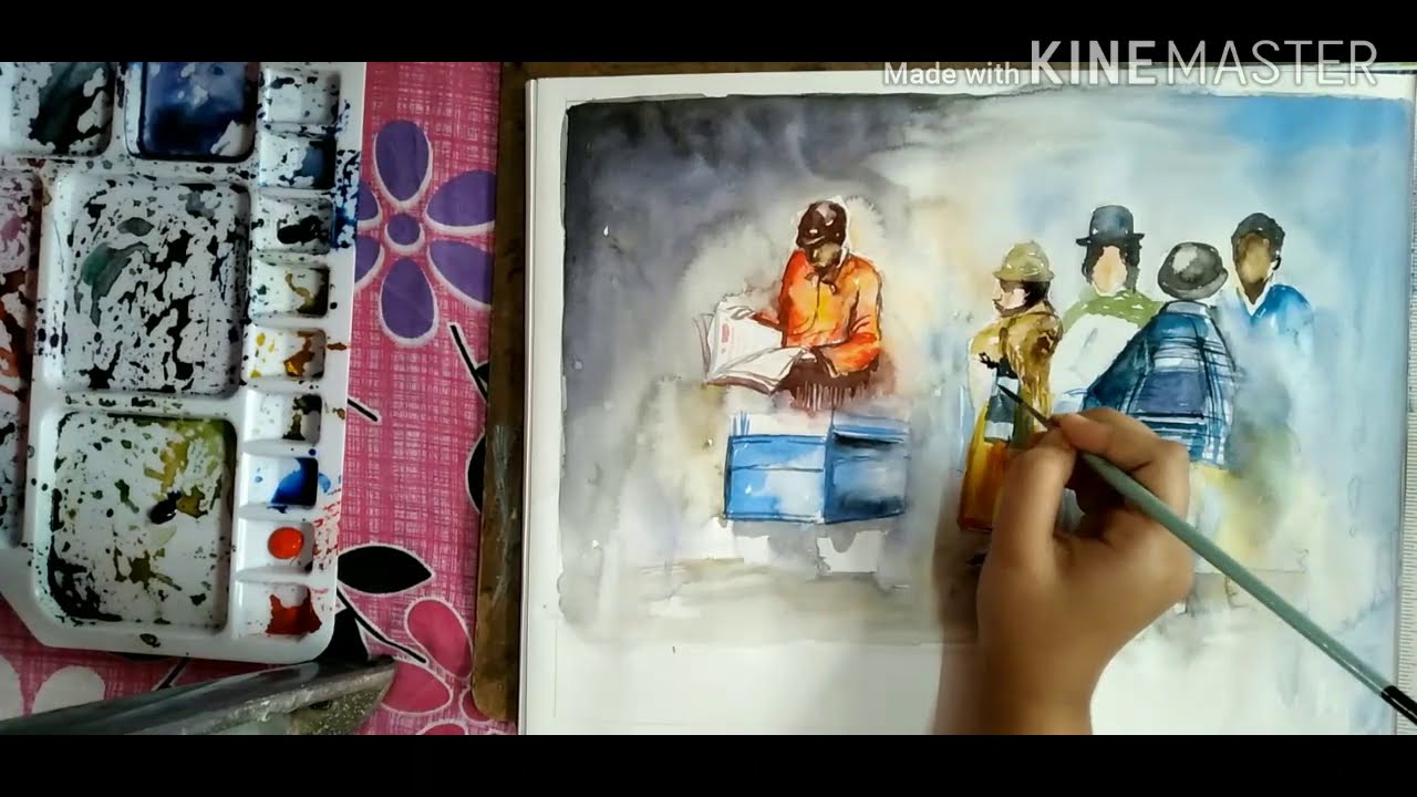 How to draw a figurative composition in watercolour - YouTube