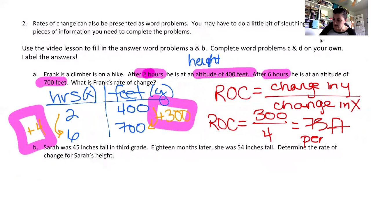Finding Rates of Change Word Problems - YouTube