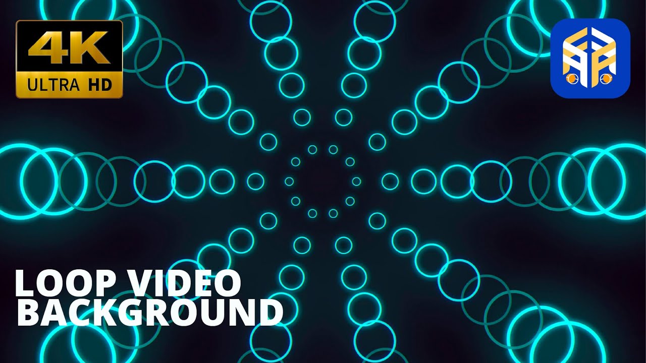 Free 4K Loop Video Background Blue geometric circles pattern with neon ...