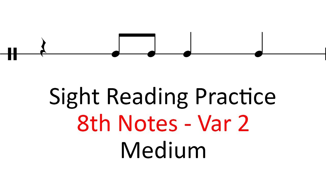 8th note sight reading (var 2, medium) | 60-200 bpm sheet music - YouTube