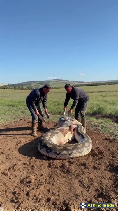The sheep is lying in the belly of a giant python - YouTube