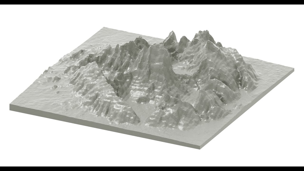 3D printed mountain model - YouTube