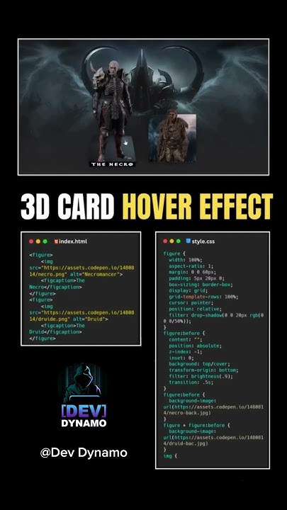 3D Hover Effect Using HTML And CSS. #coding #programminglanguage #webdevelopment #subscribe # ...