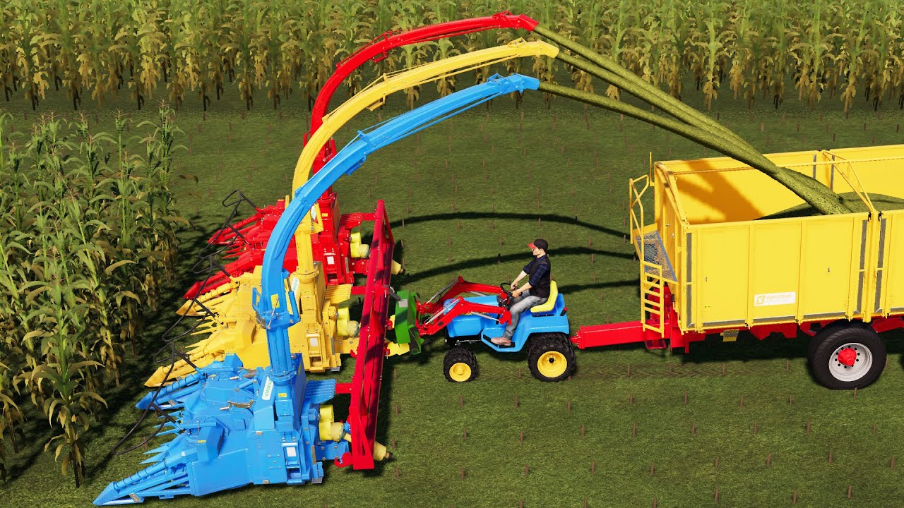 KING OF MINI TRACTORS! CORN HARVEST WITH LAWN TRACTORS! BIG CUTTERS vs ...